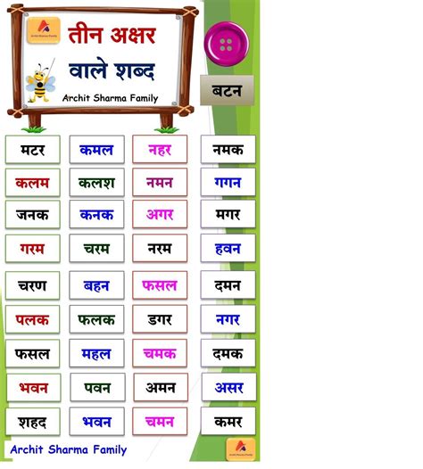 तीन अक्षर वाले शब्द