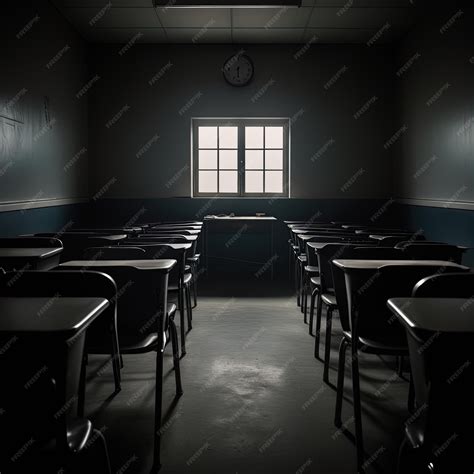 Premium Ai Image Empty Classroom 3 D Renderingdark School Classroom