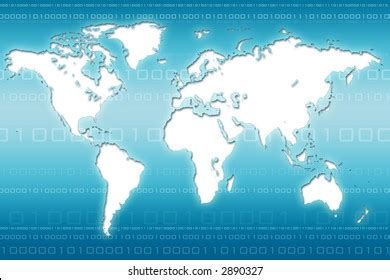 Unfolded Cutout Map World Binary Background Stock Illustration 2890327