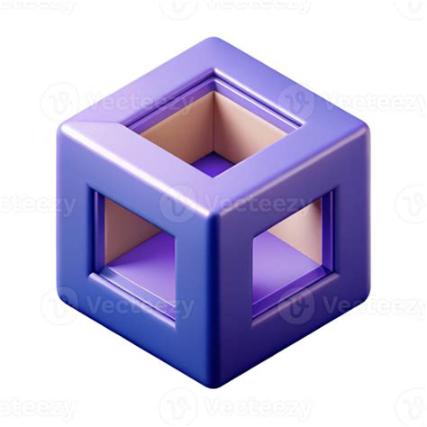Vibrant Ethereal Tropical Isometric Cube With Cutouts Crisp Edges Flat Color With Scalable