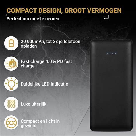 Homèlle Powerbank 20 000 mAh iPhone Samsung 10W snellader USB