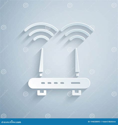 Paper Cut Router And Wi Fi Signal Icon Isolated On Grey Background Wireless Ethernet Modem