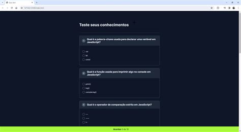 Nicolas Amaral Santos No Linkedin Quiz Feito Com Html Css E Javascript Onde São Contados Os