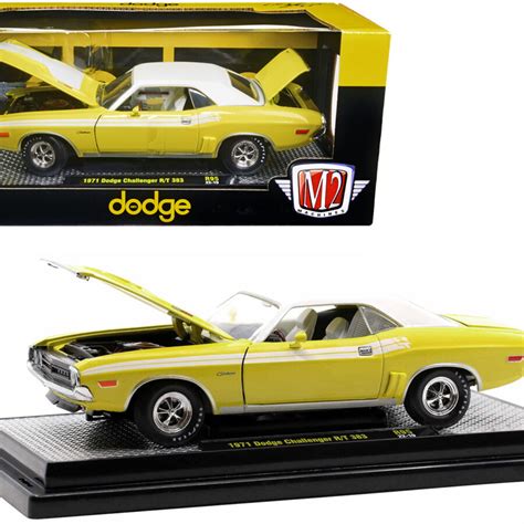 1971 Dodge Challenger R T 383 Banana Yellow With White Stripes And