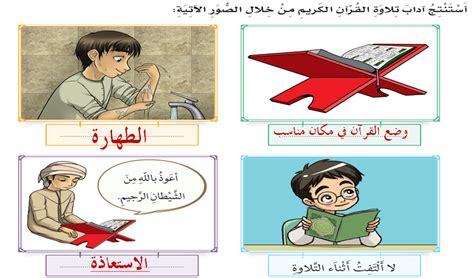 حل درس آداب تلاوة القران في التربية الاسلامية للصف الثالث الفصل الاول