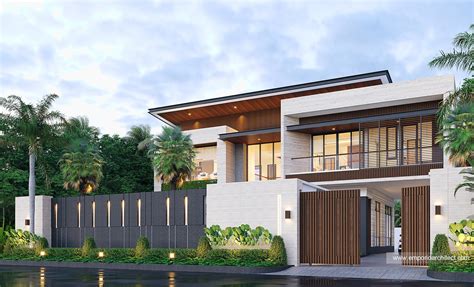 Desain Tampak Depan Dengan Pagar Kantor Modern 2 Lantai PT Adi Karya