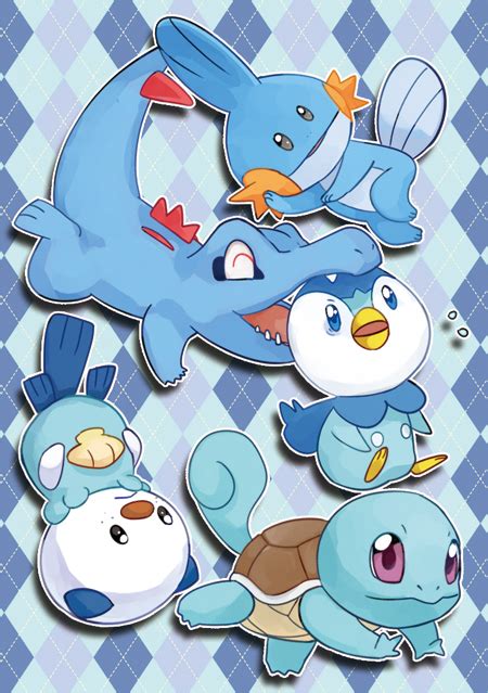 Piplup Oshawott Squirtle Mudkip And Totodile Pokemon Drawn By Gg