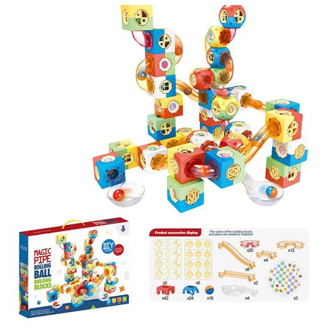Ballsfhk Marbles Pipeline Track Building Blocks Puzzle Assembly