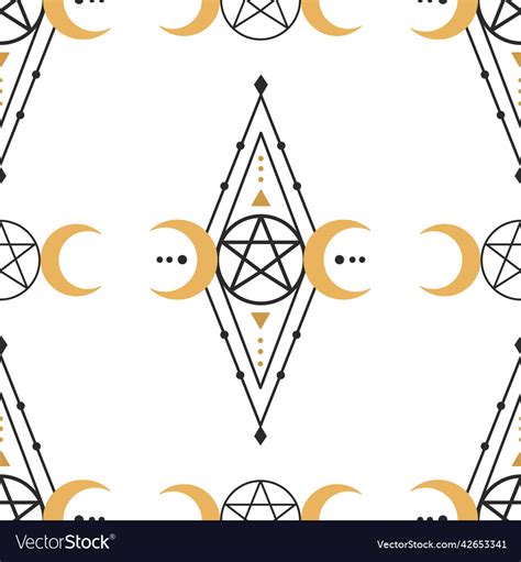 Moon Gold Pattern With Geometry On White Vector Image