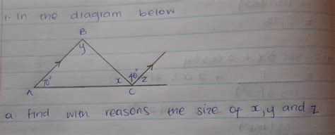 Solved In The Dragram Below A Find With Reasons The Size Of X Y And