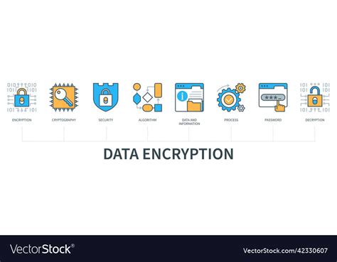 Data Encryption Infographics In Minimal Flat Line Vector Image