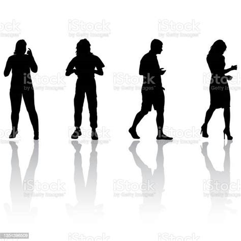 흰색 배경에 서 있는 사람들의 실루엣 그룹 개념에 대한 스톡 벡터 아트 및 기타 이미지 개념 공동체 군중 Istock