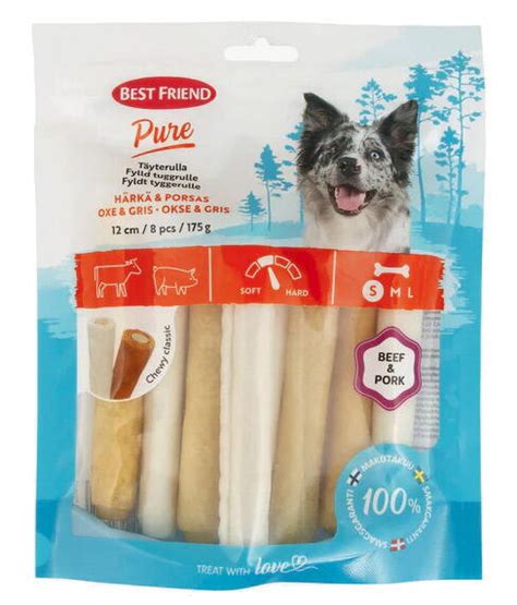 Best Friend Pure Fyldt Tyggerulle Okse And Gris 12 Cm 8 Stk 175 G