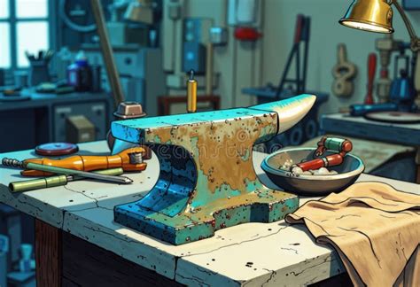 Silversmith S Soldering Station Featuring An Anvil And Polishing Cloth