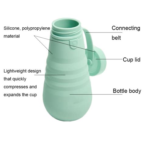 실리콘 접이식 물 컵 스포츠 여행 개폐식 컵 휴대용 야외 주전자 파란색