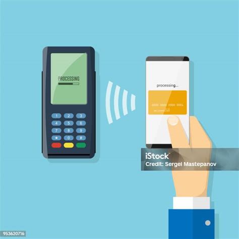 스마트폰 사용 하는 모바일 지불 Nfc 기술 온라인 뱅킹 스마트폰에 대한 스톡 벡터 아트 및 기타 이미지 스마트폰 지불 개념 Istock