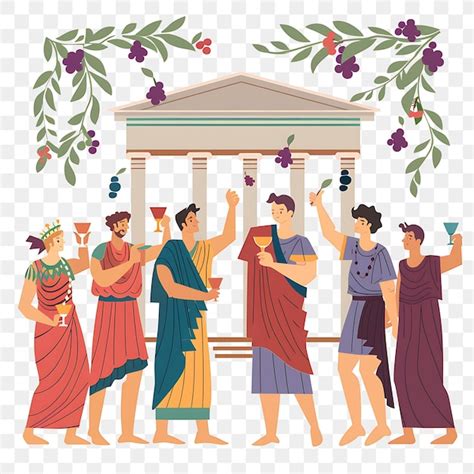 토가 파티에 참여하는 Psd 그리스 문자 디자인은 플라 2d 플래트 아트 티셔츠 배너 포스터입니다 프리미엄 Psd 파일