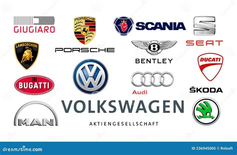 Collection Of Popular Car Logos Volkswagen Audi Seat Bentley