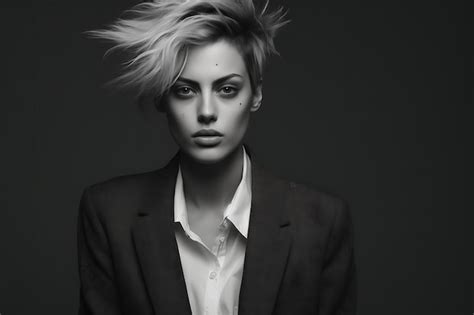 Premium Photo A Nonbinary Model In A Monochromatic Androgynous Look