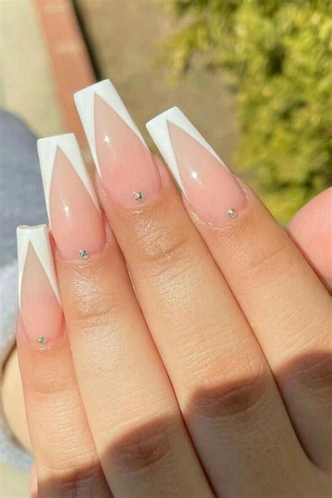Nail Ideas White Tips Coffin Summer Nail Inspo Coffin White Summer