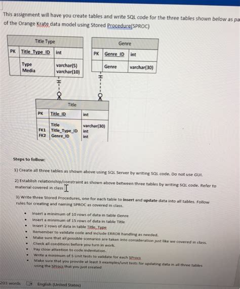 This Assignment Will Have You Create Tables And Write