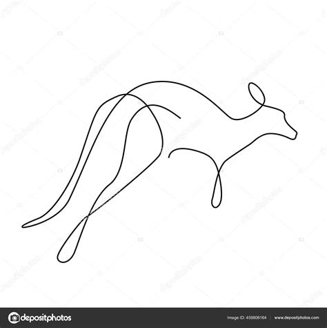 Kangaroo One Line Australian Kangaroo Bear Outline Continuous Line Stock Vector By ©0merta
