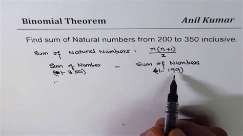 Find The Sum Of Natural Numbers From 200 To 350 Inclusive Youtube