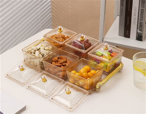 SET 6 KHAY MỨT VUÔNG KIM TUYẾN Akano