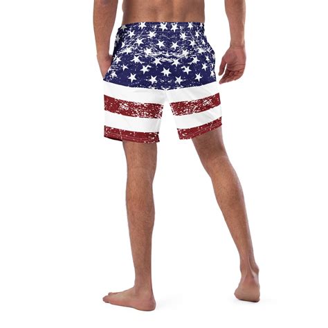 Mens Usa Flag Swim Trunks Etsy