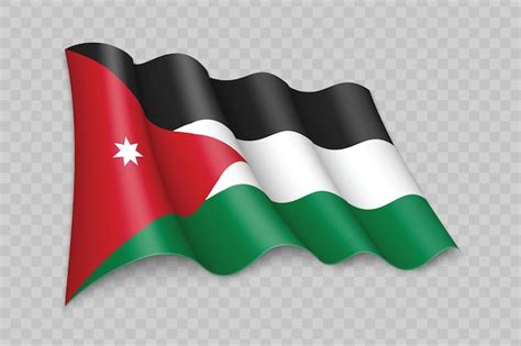 Premium Vector 3d Realistic Waving Flag Of Jordan