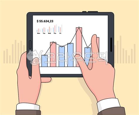 주식 그래프 모바일 손 태블릿 사진이미지일러스트캘리그라피 프레즌트작가