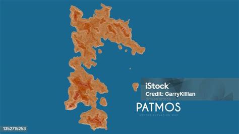 트트모스 그리스의 지형지도 섬의 벡터 상세한 고도지도 지리적 우아한 풍경 개요 포스터 밧모 섬에 대한 스톡 벡터 아트 및 기타 이미지 Istock
