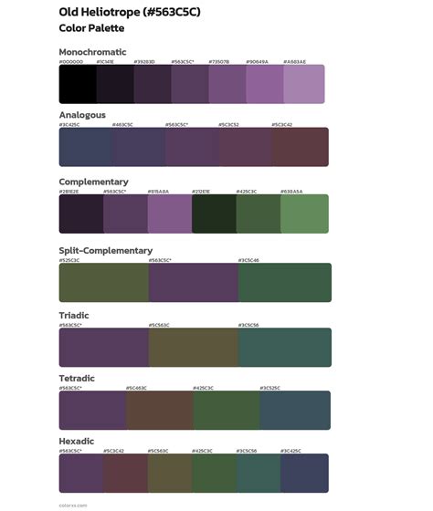 Old Heliotrope Color Palettes Old Heliotrope Color Palettes