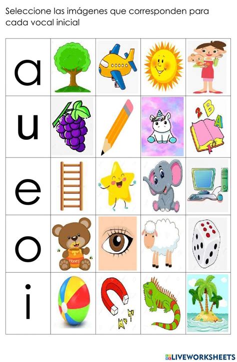 Vocales Online Exercise For Jardín Spanish Vowels Actividades De