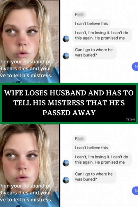 Wife Loses Husband And Has To Tell His Mistress That Hes Passed Away