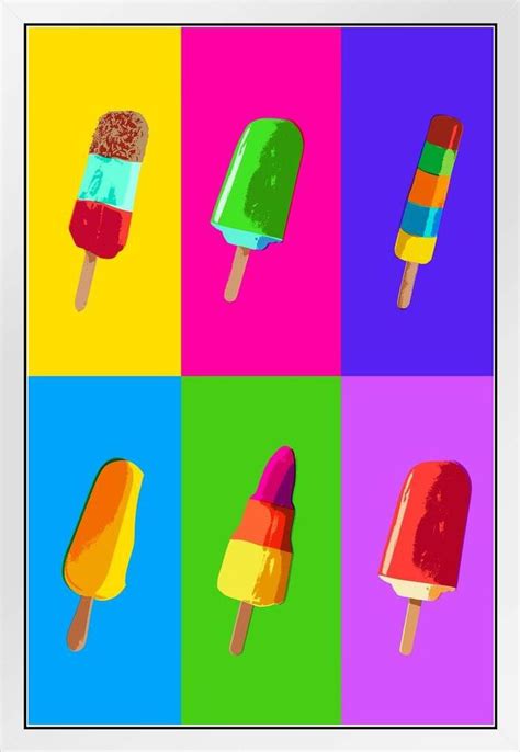 Popsicles Ice Cream Retro Pop Frozen Treats White Wood Framed Poster