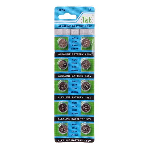 10pcs Set Ag13 Button Cell Battery A76 Lr44 357a S76e G13 1 55v Alkaline Button Batteries