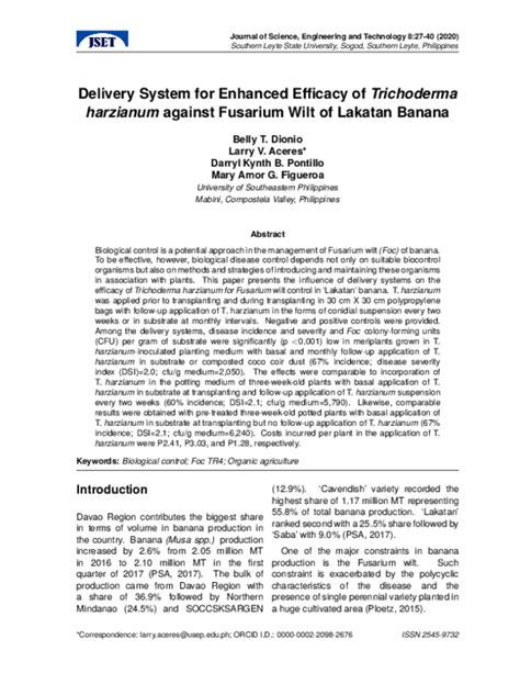 Pdf Delivery System For Enhanced Efficacy Of Trichoderma Harzianum