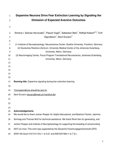 Pdf Dopamine Neurons Drive Fear Extinction Learning By Signaling The Omission Of Expected