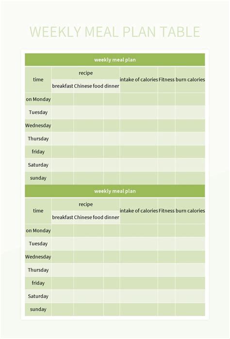 Free Meal Plan Templates For Google Sheets And Microsoft Excel Slidesdocs