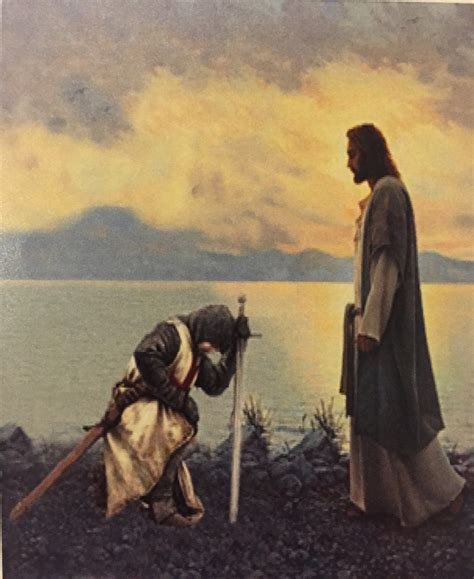 Knight Kneeling Before Christ Crusader Knight Knights Templar