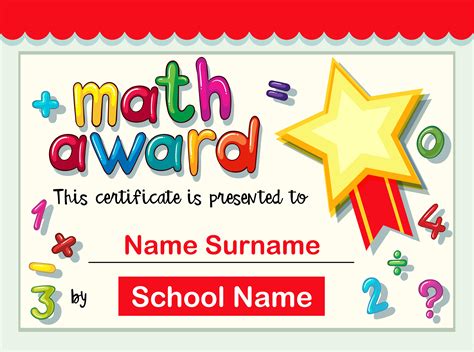 Certificate Template For Math Award 455359 Vector Art At Vecteezy