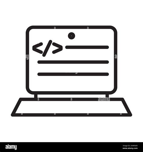 Coding Program Icon Black Line Art Vector In Black And White Outline Set Collection Sign Stock