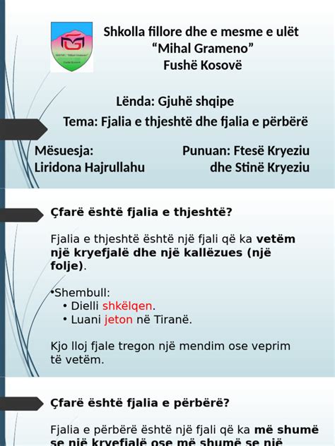 Fjalite E Thjeshta Dhe Te Perbera Pdf