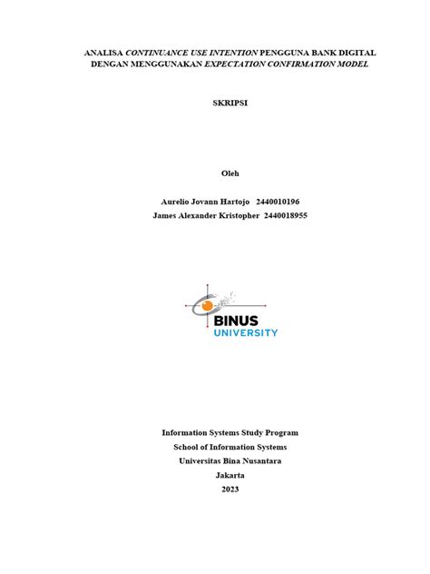 Analisis Kepuasan Pengguna Bank Digital Melalui Continuance Use Intention Dengan Expectation
