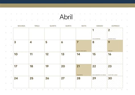 Calendario 2023 Azul Marinho Abril Fazendo A Nossa Festa