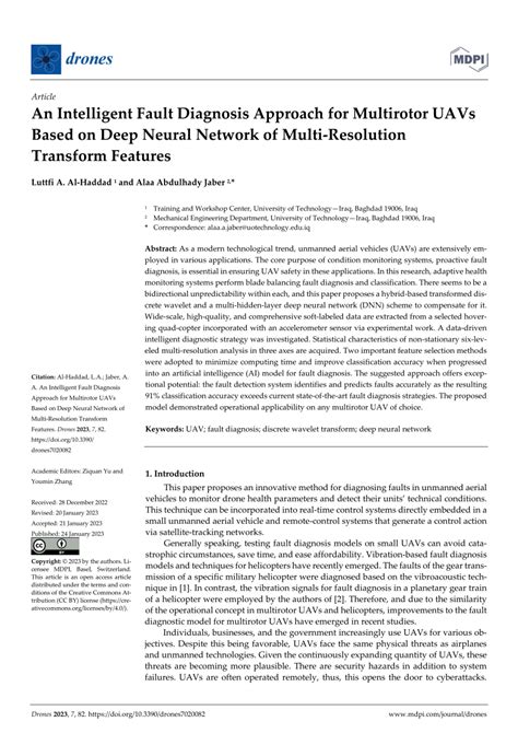 Pdf An Intelligent Fault Diagnosis Approach For Multirotor Uavs Based