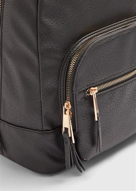 Black Pu Backpack Matalan