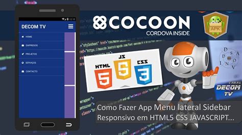 Cocoon Io Como Fazer App Menu Lateral Sidebar Responsivo Em HTML CSS JAVASCRIPT Davidsonbpe