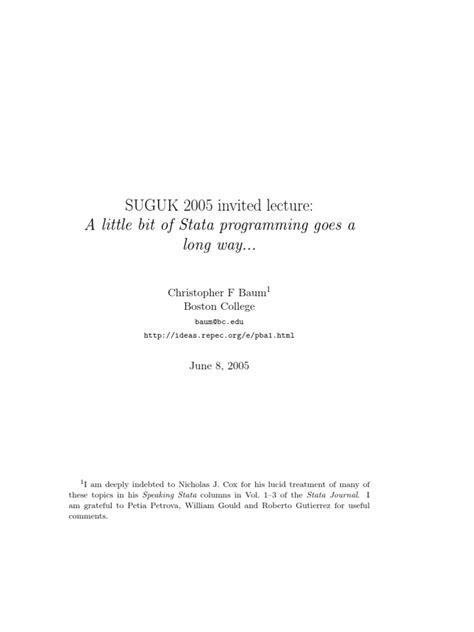 Baum Stata Programming Pdf